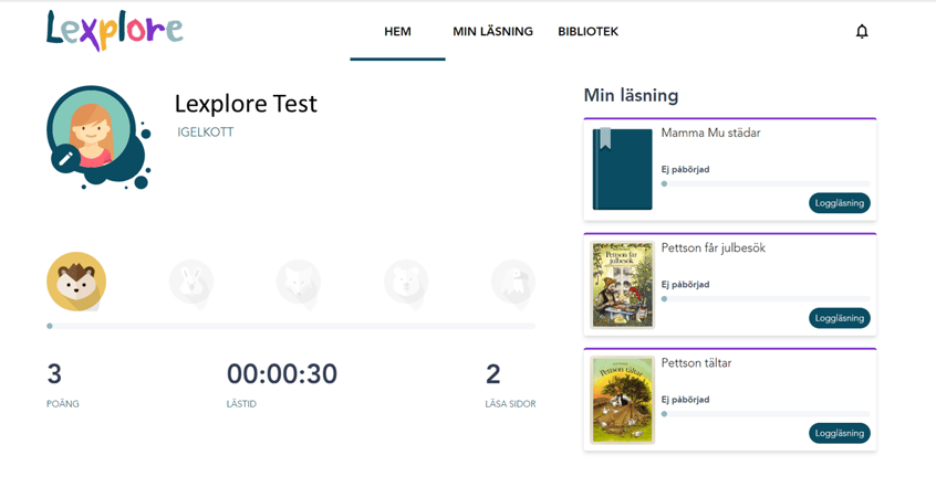 Logg inn i Lexplore som elev (pålogging)