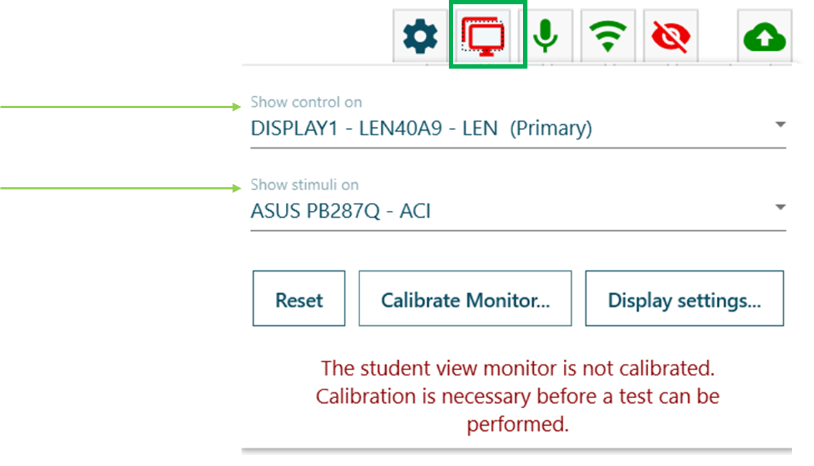 Configure audio, external monitor and eye tracker for Assessment